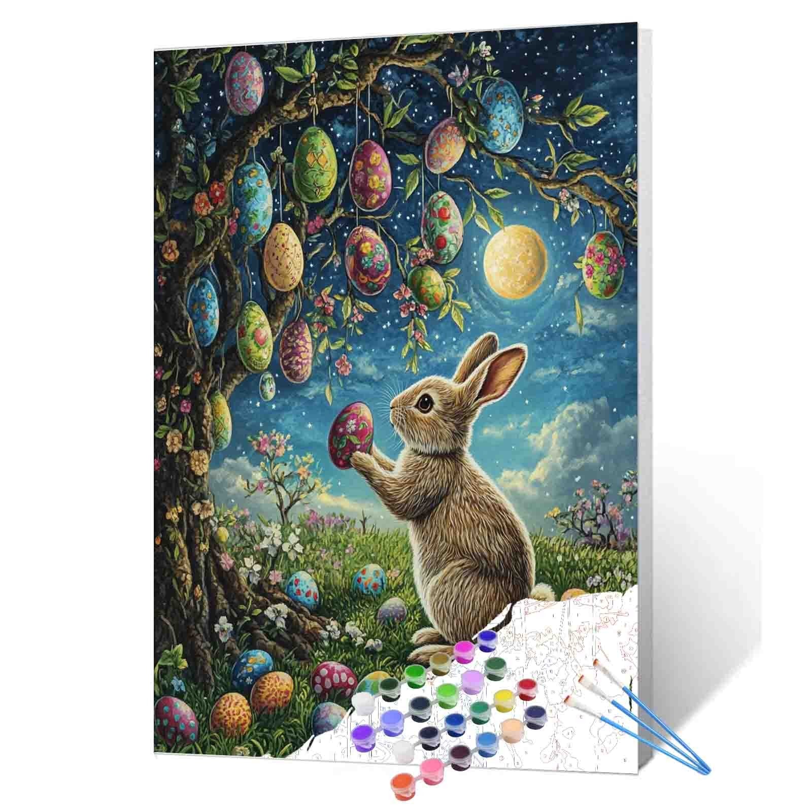 Bunny Under Easter Egg Tree Paint by Numbers – Tucocoo