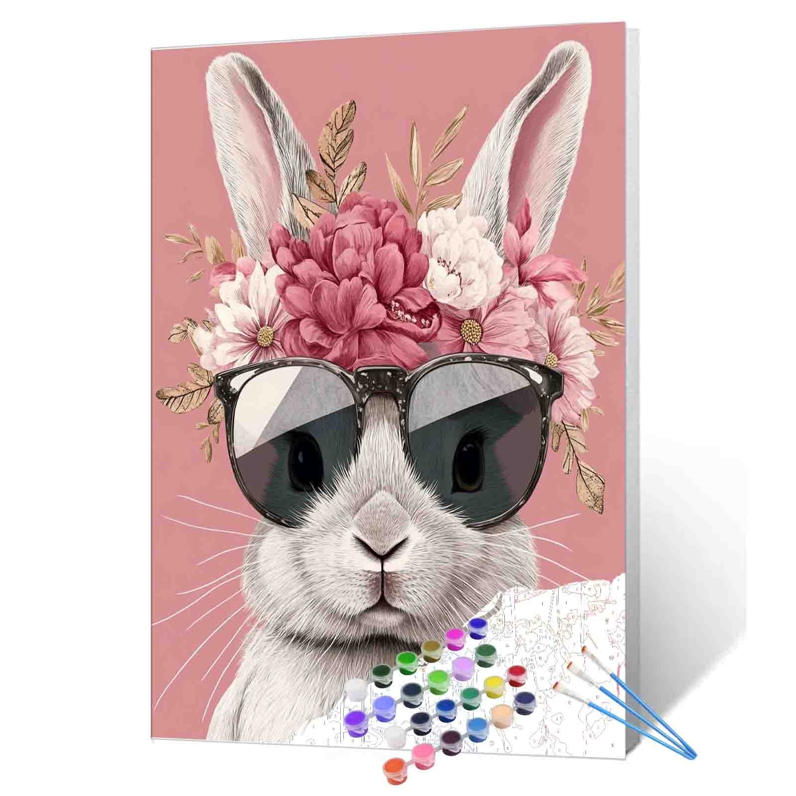 Floral Cool Bunny Paint by Numbers – Tucocoo