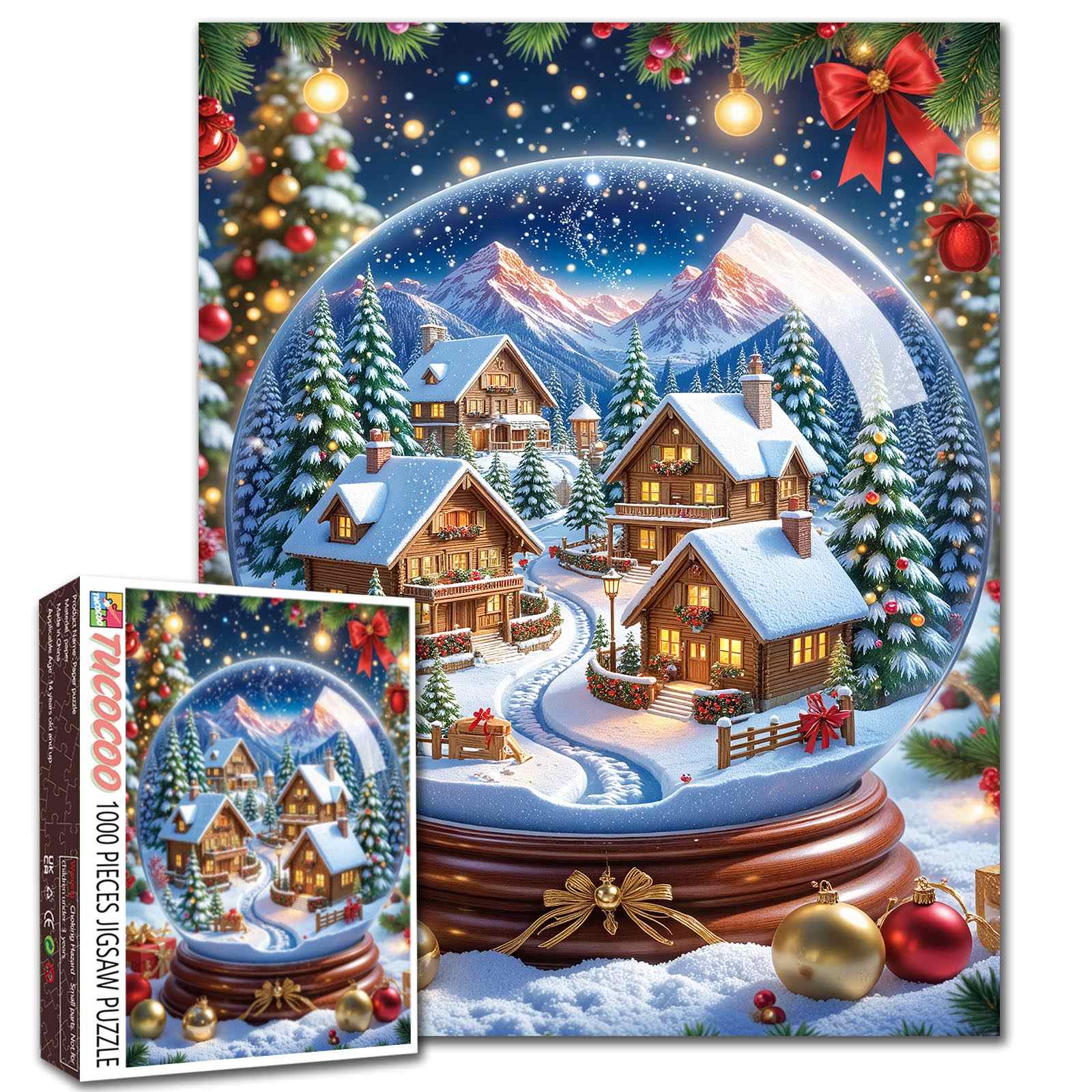 Snow Globe Christmas Village Jigsaw Puzzle – Tucocoo