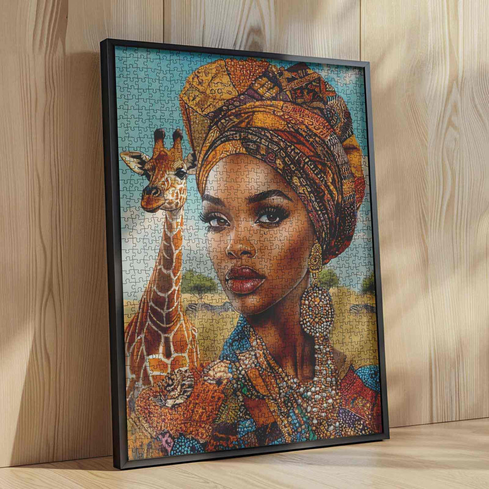 African Beauty with Giraffe Jigsaw Puzzle – Tucocoo