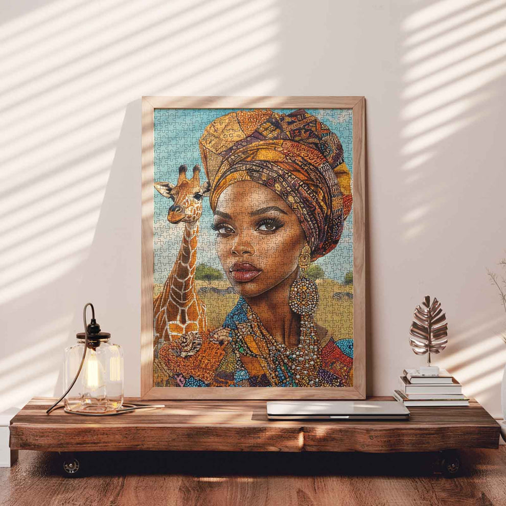 African Beauty with Giraffe Jigsaw Puzzle – Tucocoo