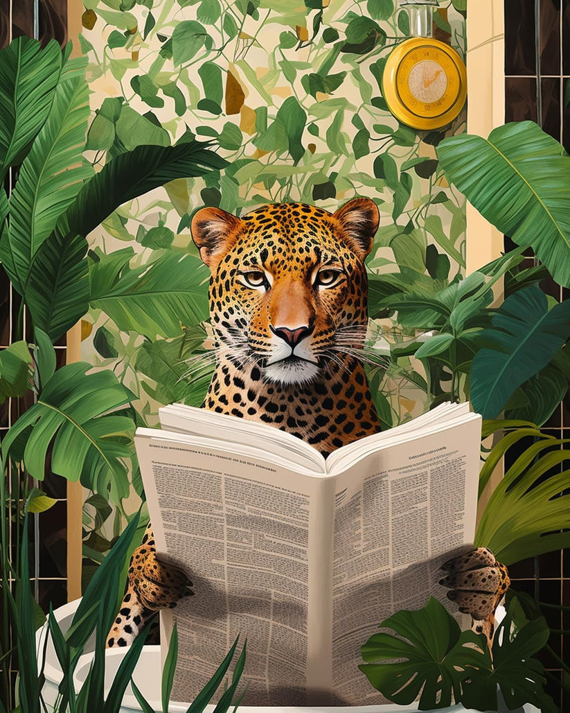 Leopard Reading Newspaper Painting by Numbers – Tucocoo