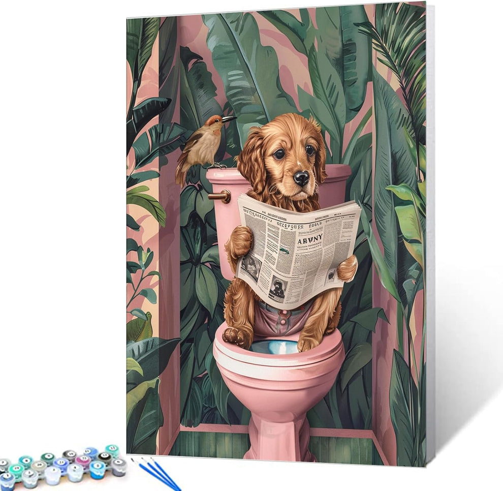 Puppy on the Toilet Paint by Numbers – Tucocoo
