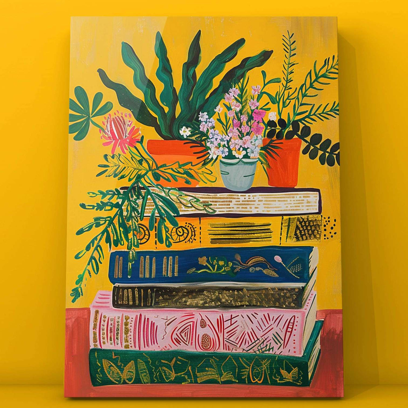 Stacked Books with Greenery Paint by Numbers – Tucocoo