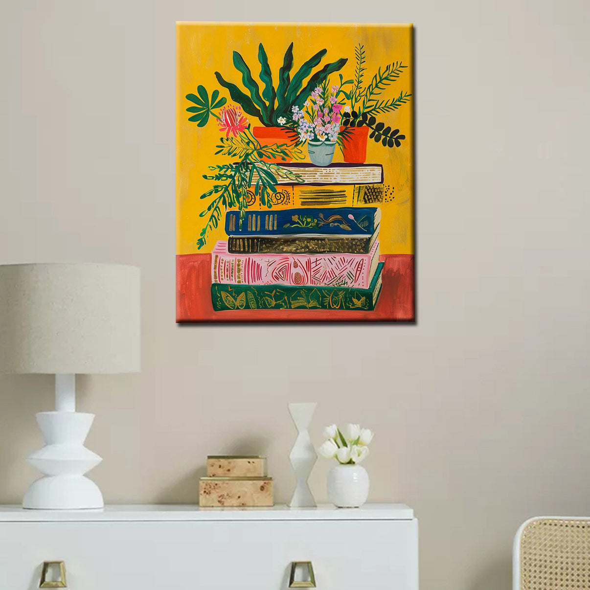 Stacked Books with Greenery Paint by Numbers – Tucocoo