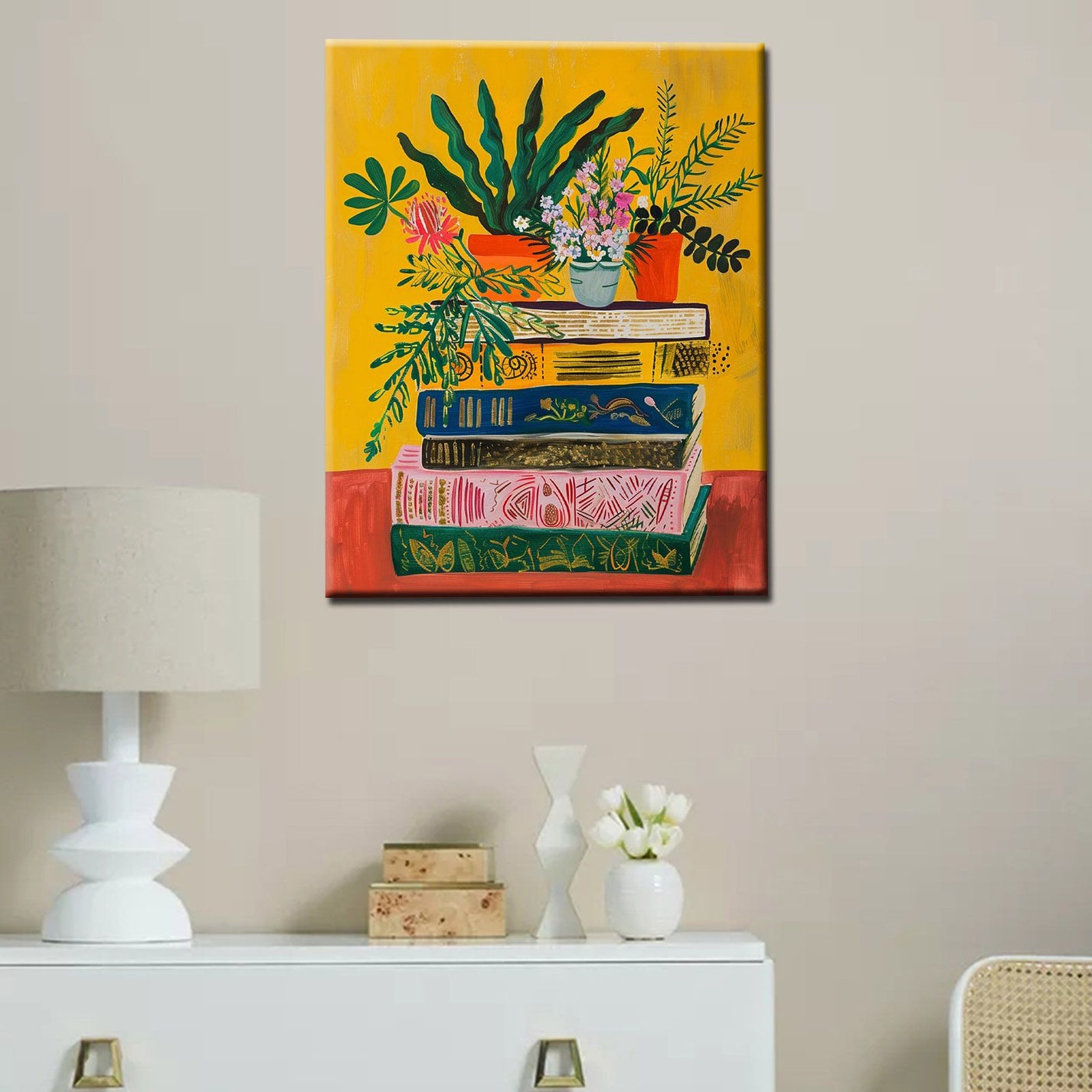 Stacked Books with Greenery Paint by Numbers – Tucocoo
