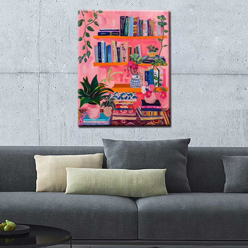 Colorful Bookshelf with Plants Paint by Numbers – Tucocoo