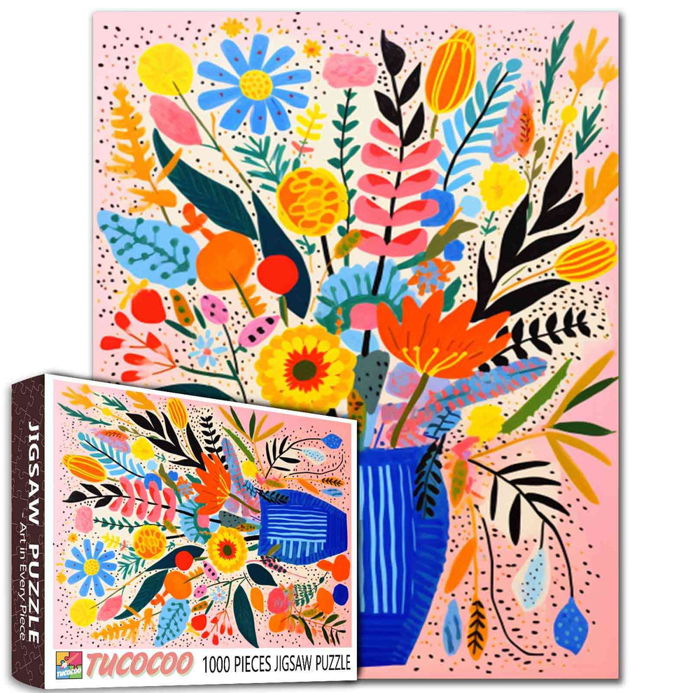 Bright Blooms in Blue Vase Jigsaw Puzzle – Tucocoo