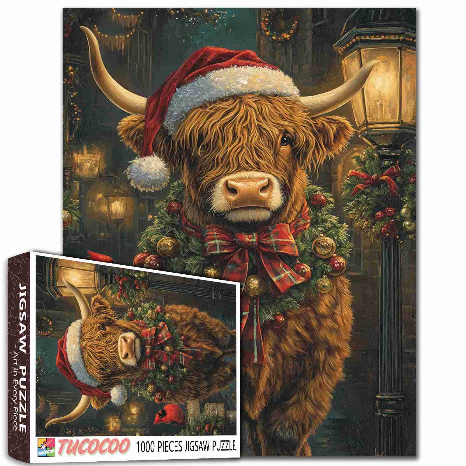 Christmas Highland Cow Jigsaw Puzzle – Tucocoo