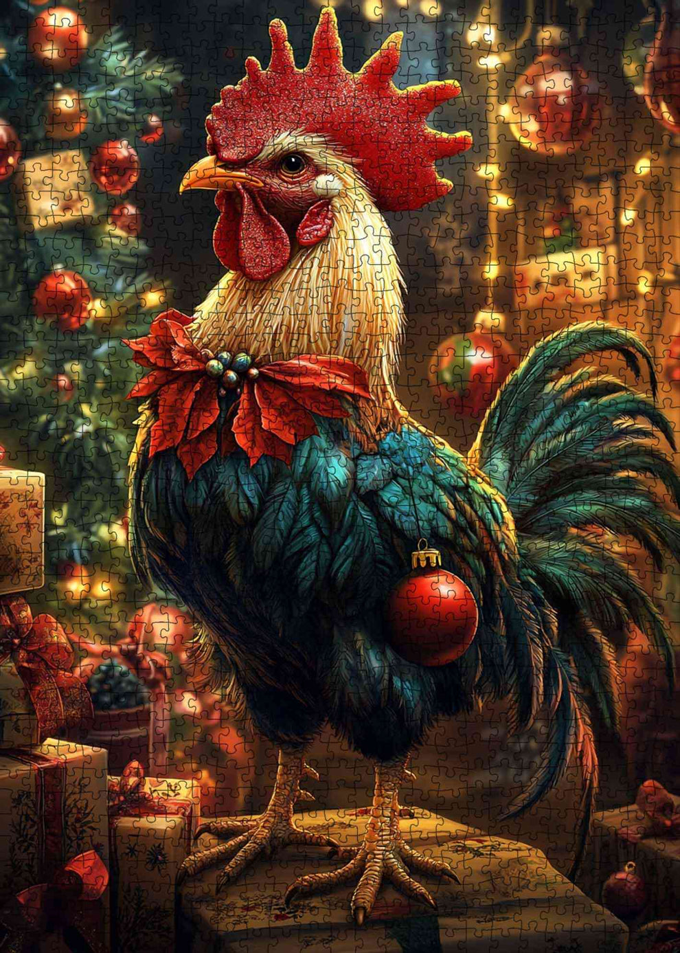 Christmas Rooster Celebration Jigsaw Puzzle – Tucocoo