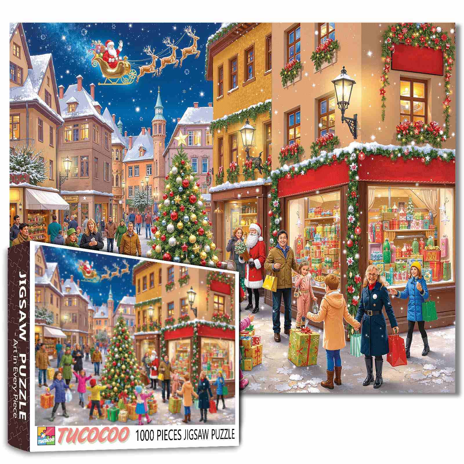 Christmas Town Square Celebration Jigsaw Puzzle – Tucocoo