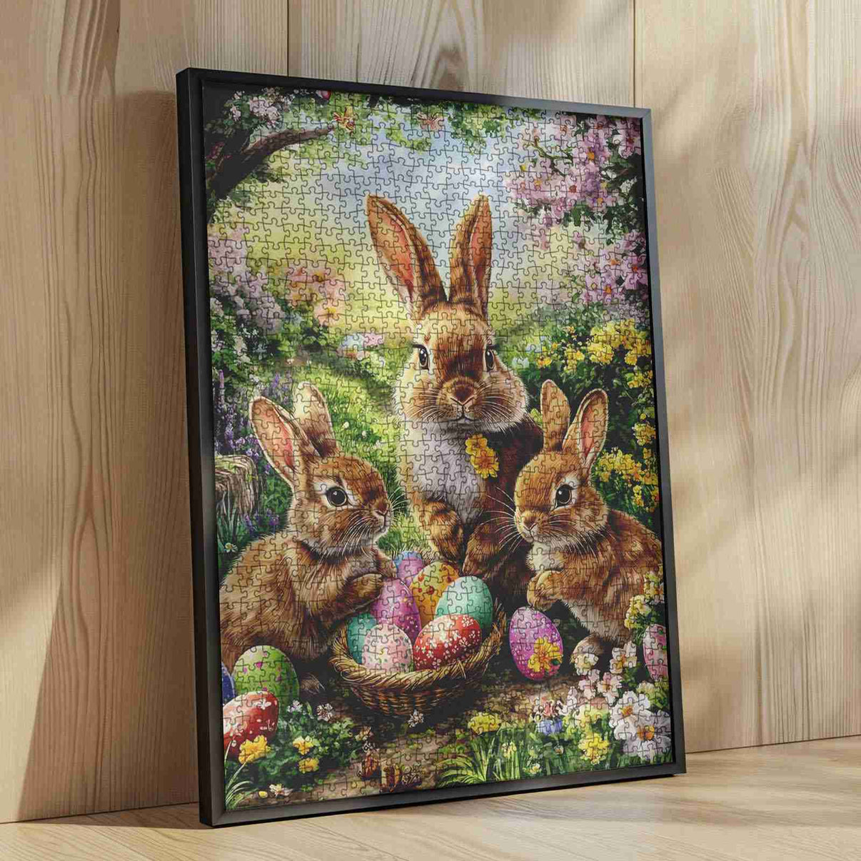 Easter Bunny Family with Colorful Eggs Jigsaw Puzzle – Tucocoo