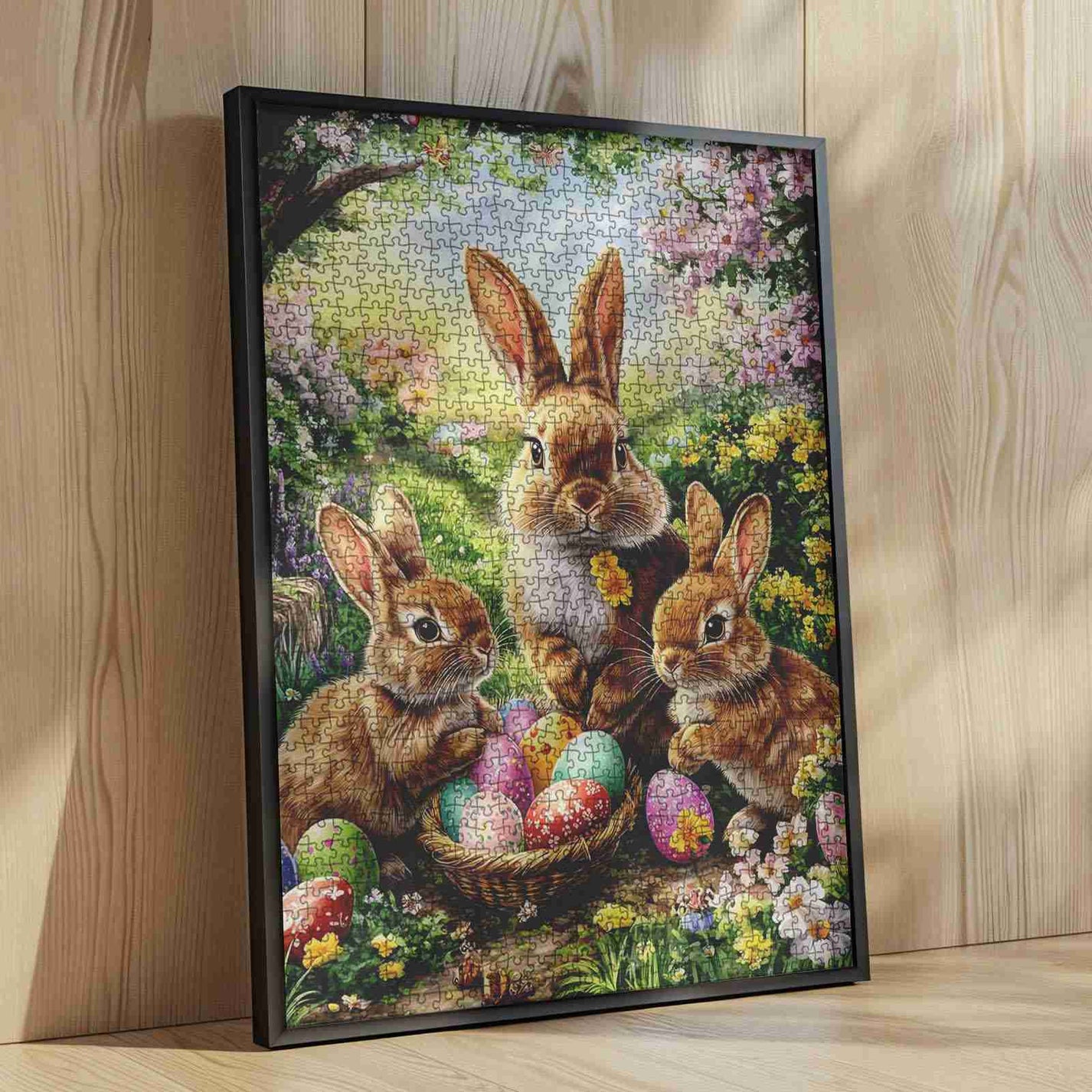 Easter Bunny Family with Colorful Eggs Jigsaw Puzzle – Tucocoo