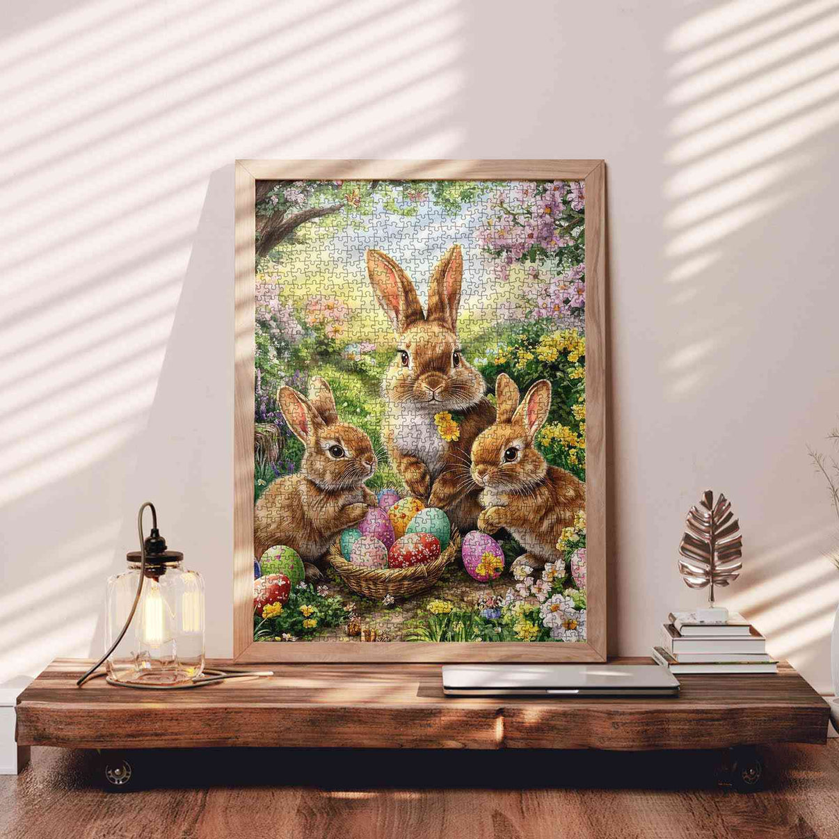 Easter Bunny Family with Colorful Eggs Jigsaw Puzzle – Tucocoo