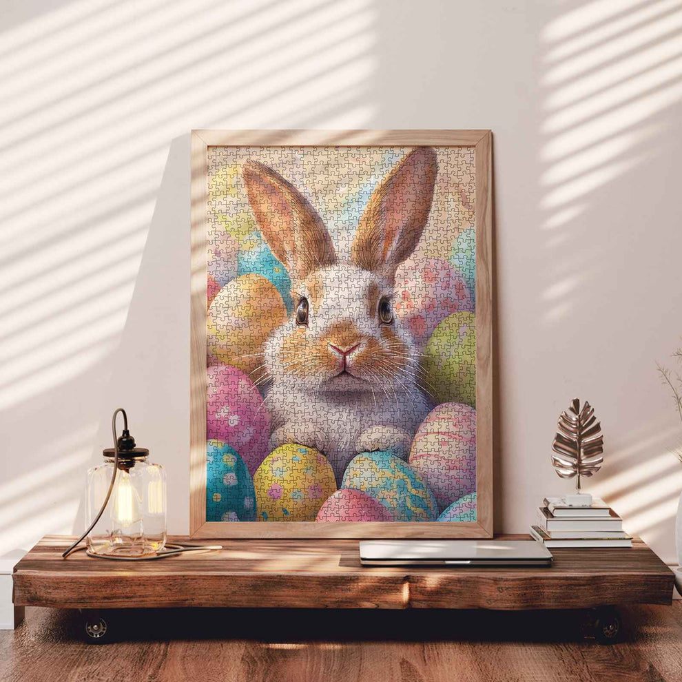 Easter Bunny Surrounded by Colorful Eggs Jigsaw Puzzle – Tucocoo