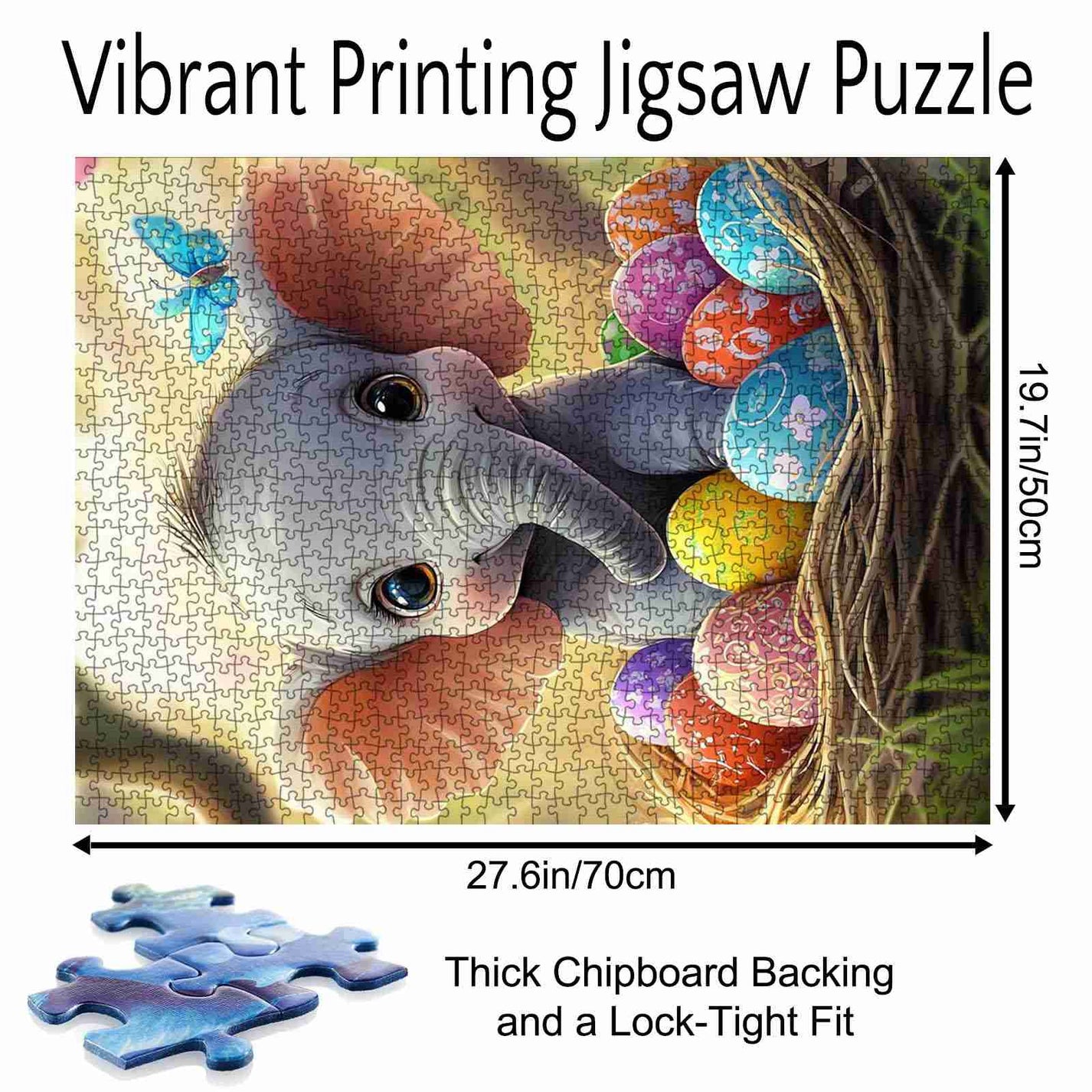 Easter Bunny Elephant with Colorful Eggs Jigsaw Puzzle – Tucocoo