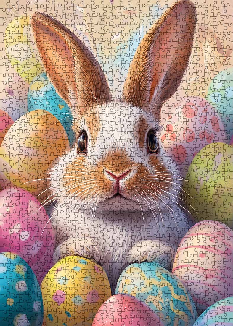 Easter Bunny Surrounded by Colorful Eggs Jigsaw Puzzle – Tucocoo