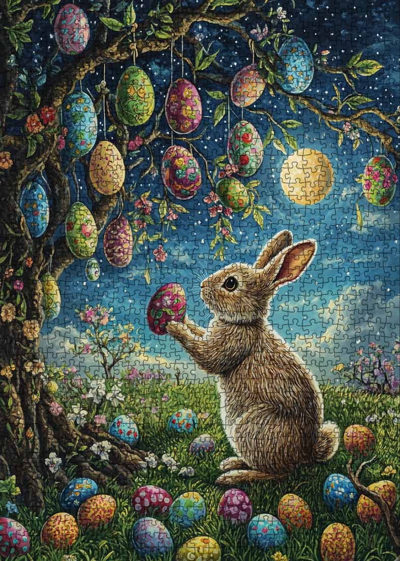 Easter Bunny and the Hanging Eggs Jigsaw Puzzle – Tucocoo