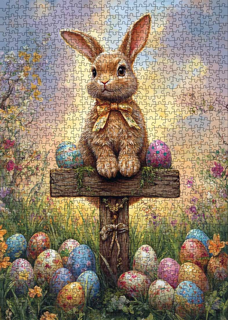 Easter Bunny with Colorful Eggs Jigsaw Puzzle – Tucocoo