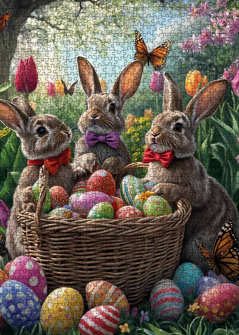Easter Bunnies and Colorful Eggs Jigsaw Puzzle – Tucocoo