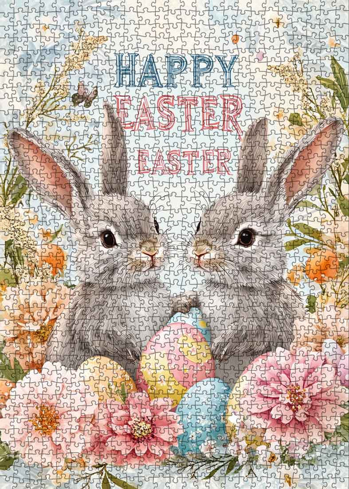 Two Bunnies with Easter Eggs Jigsaw Puzzle – Tucocoo