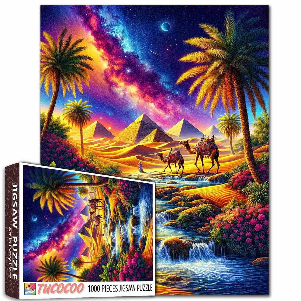 Egyptian Oasis Nightscape Jigsaw Puzzle – Tucocoo