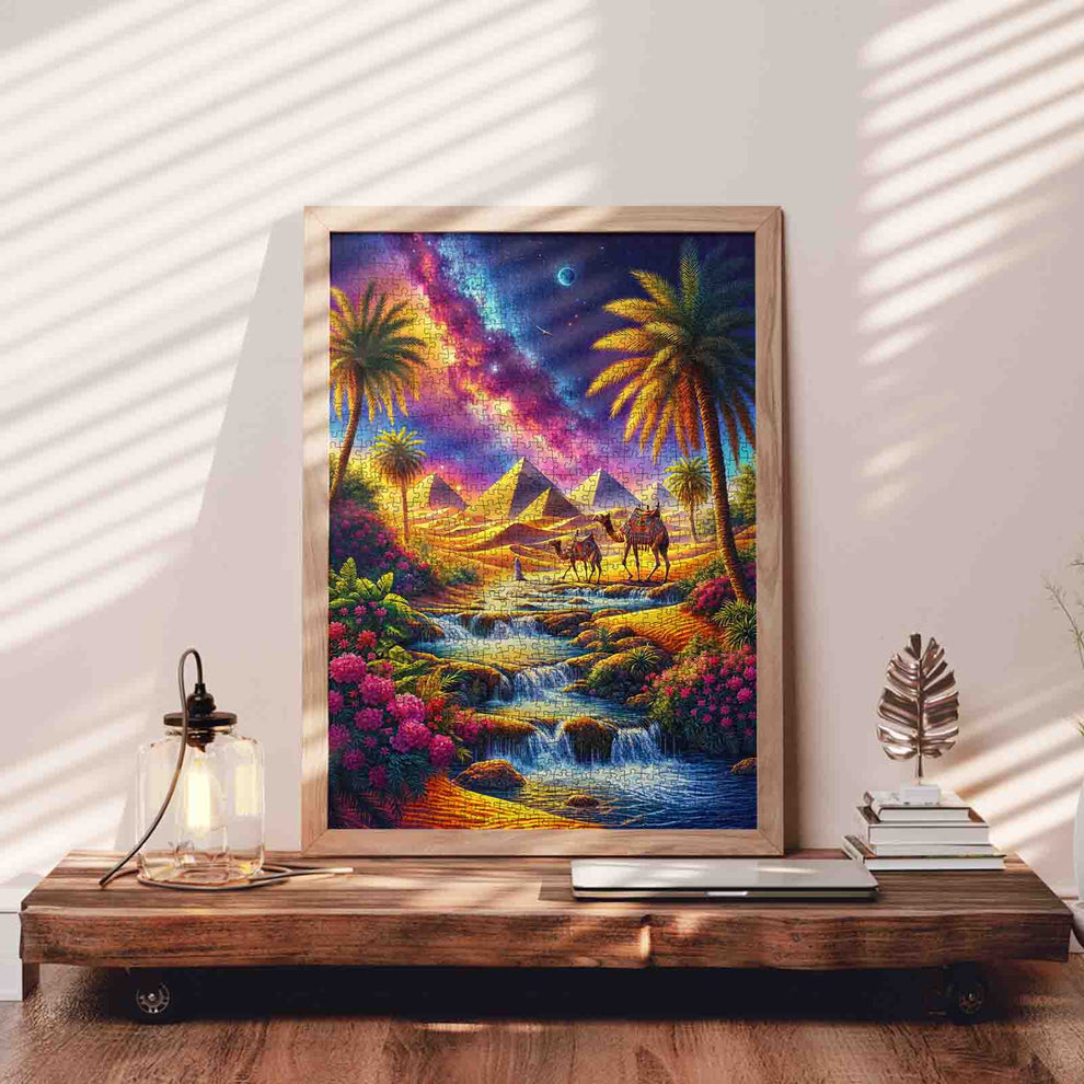 Egyptian Oasis Nightscape Jigsaw Puzzle – Tucocoo