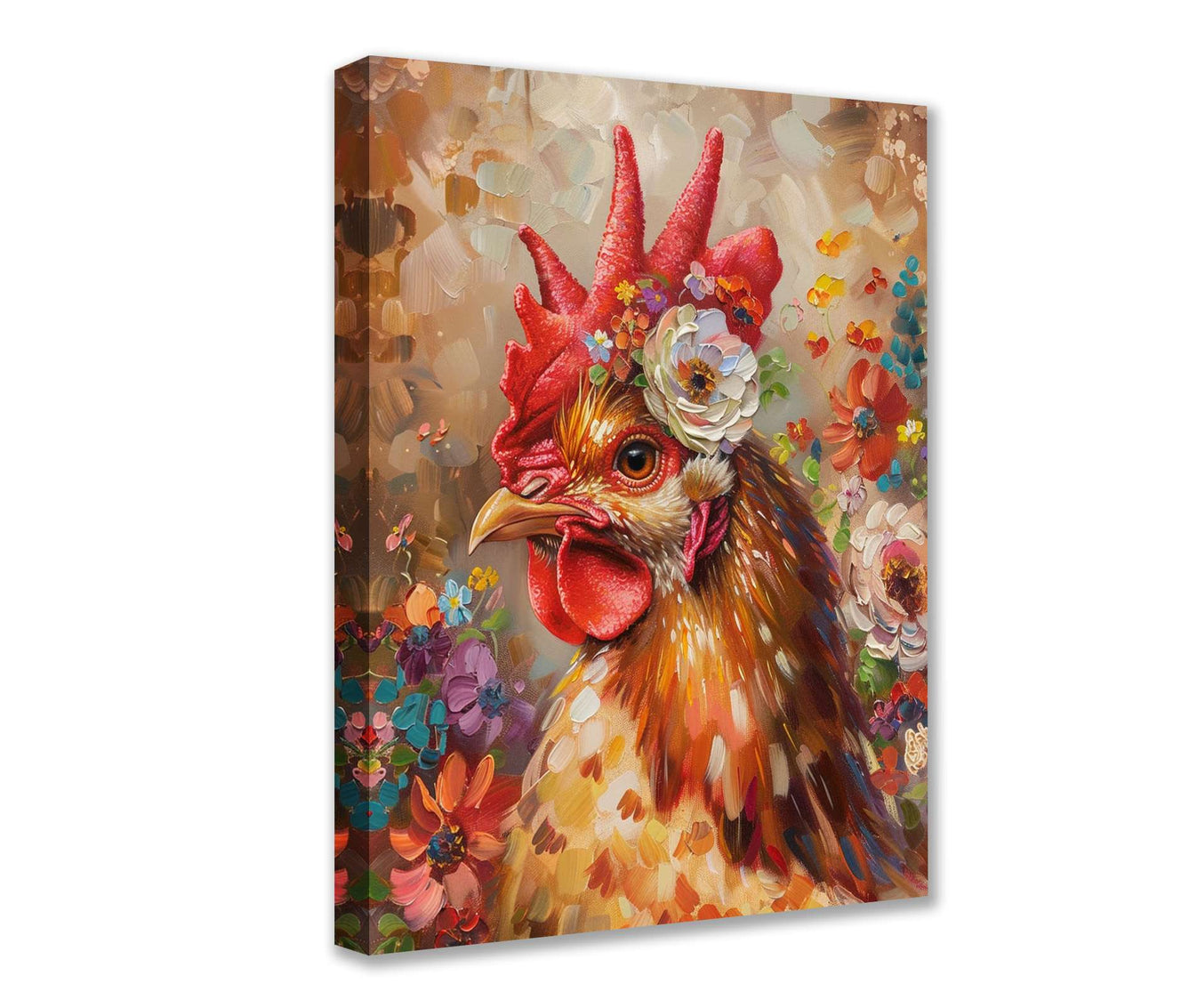Floral Chicken Portrait Canvas Wall Art – Tucocoo