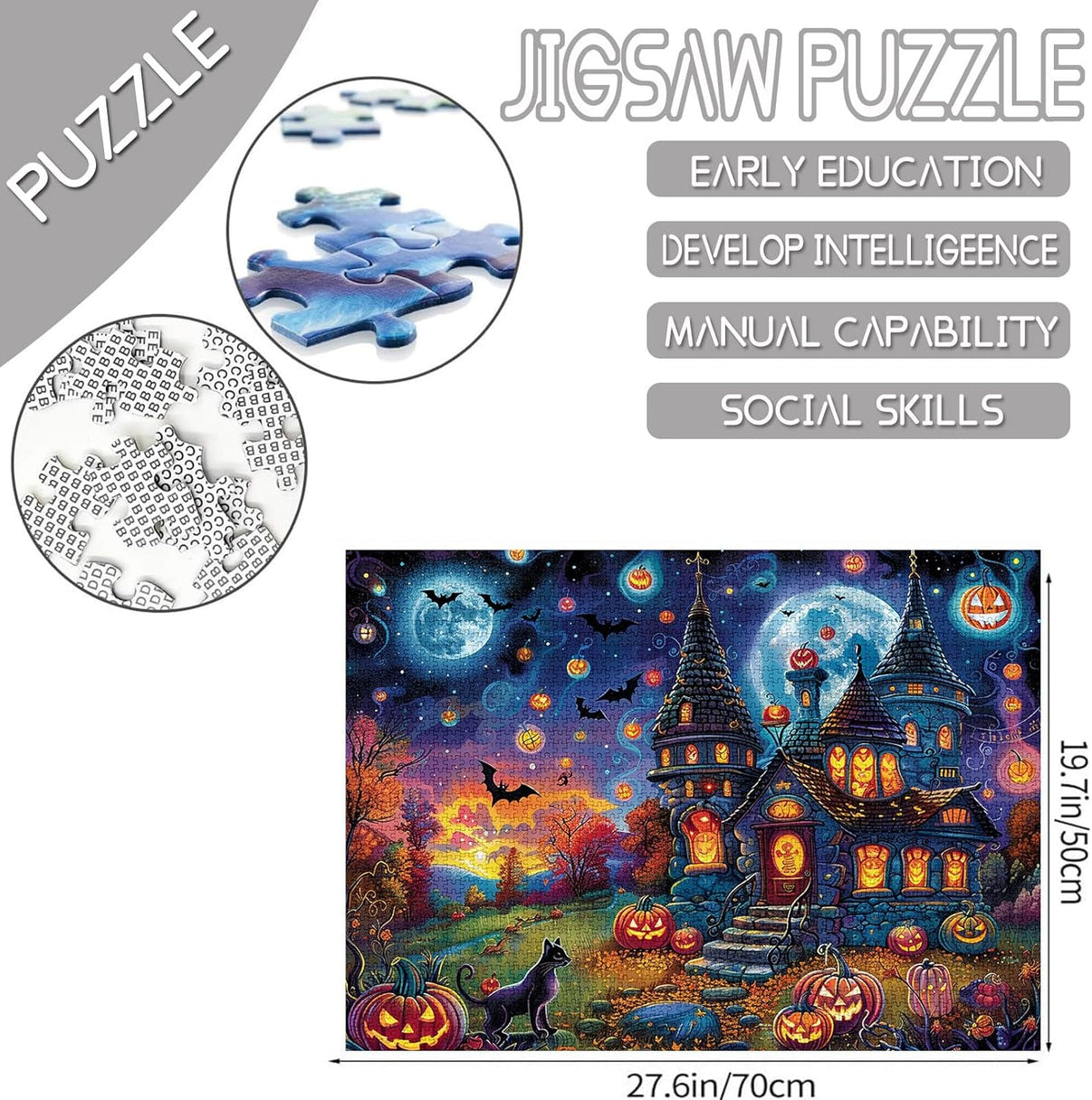 Halloween Night Bat Castle Jigsaw Puzzles – Tucocoo