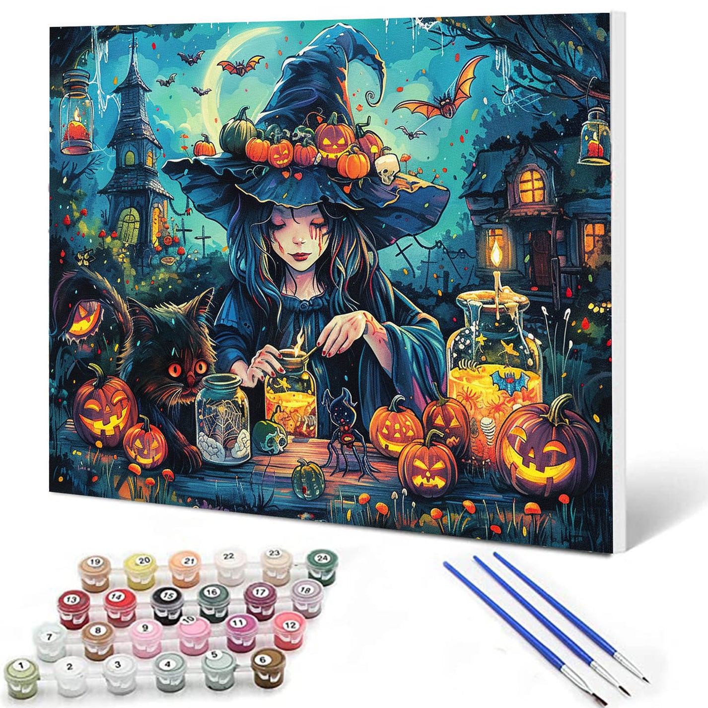 Black Witch and Black Cat Paint by Numbers – Tucocoo