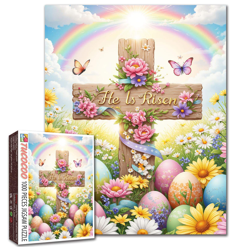 He Is Risen Easter Cross Jigsaw Puzzle – Tucocoo