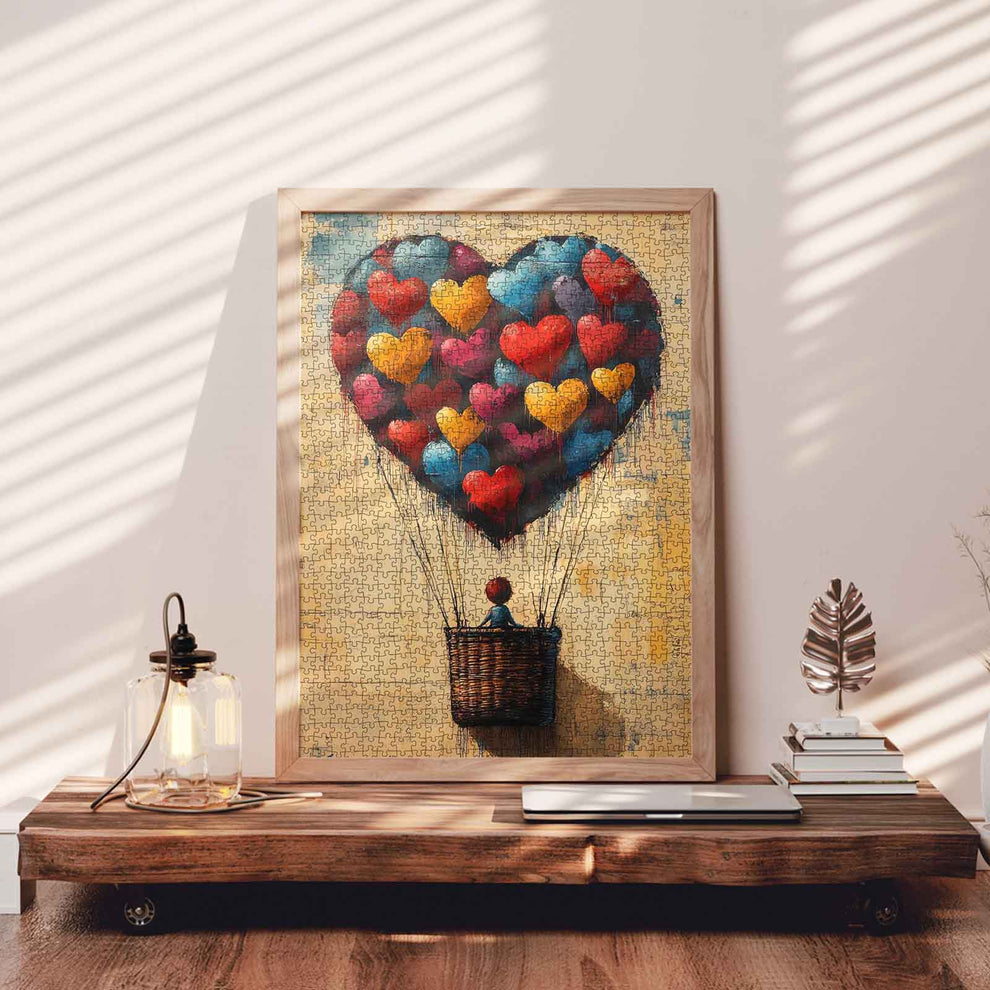 Heart-Shaped Balloons Hot Air Balloon Jigsaw Puzzle – Tucocoo