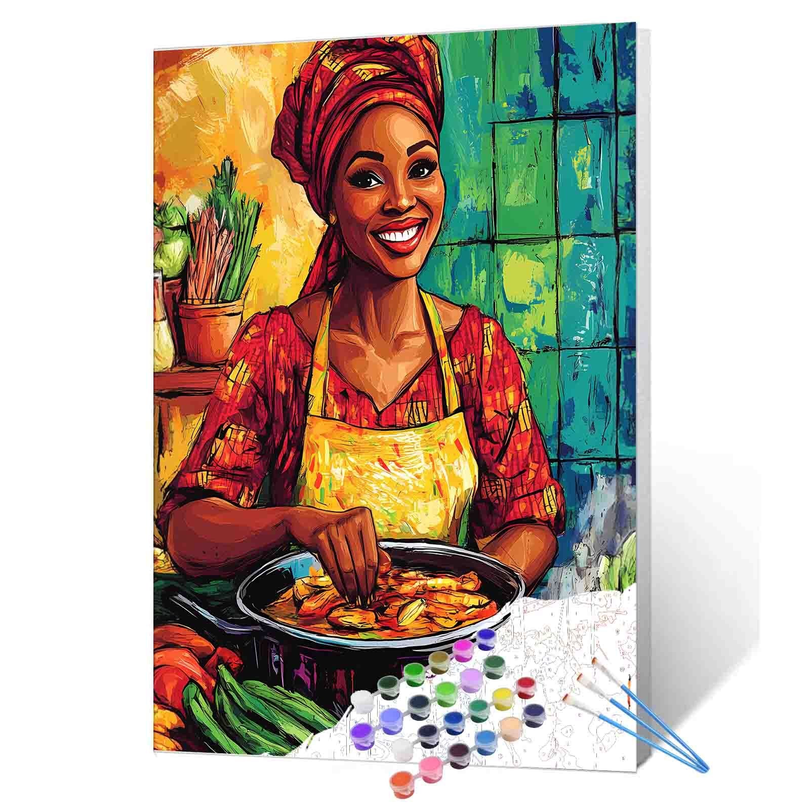 Joyful African Cook Paint by Numbers – Tucocoo