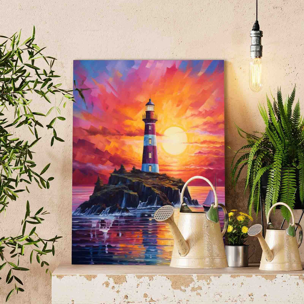 Majestic Lighthouse Sunset Paint by Numbers – Tucocoo