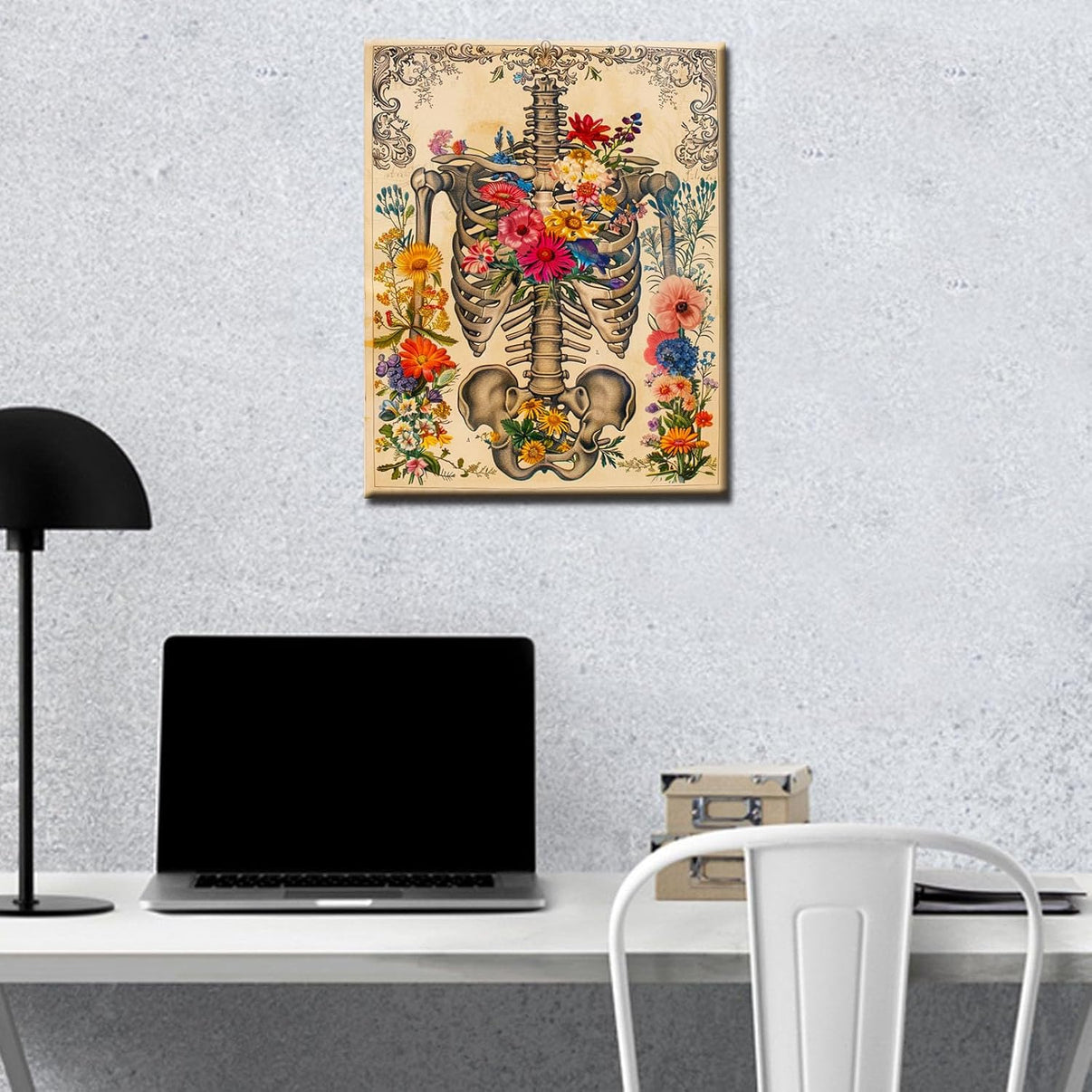 Human Skeleton and Flowers Paint by Numbers – Tucocoo
