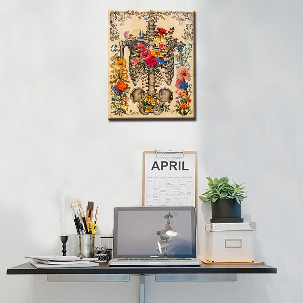 Human Skeleton and Flowers Paint by Numbers – Tucocoo