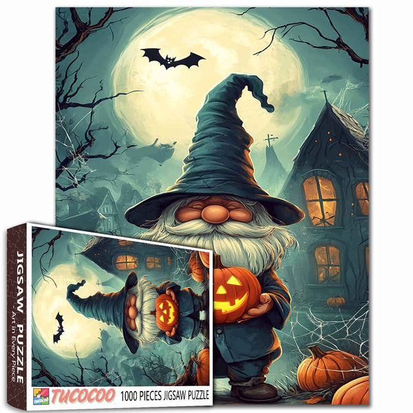 Pumpkin Wizard in Moonlight Jigsaw Puzzle – Tucocoo