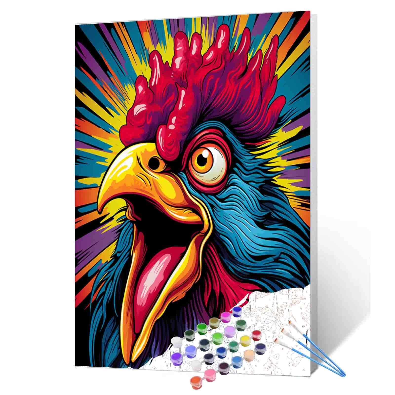 Roaring Rooster Pop Art Paint by Numbers – Tucocoo