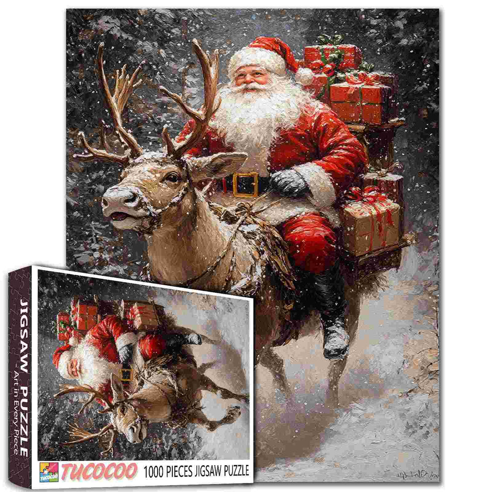 Santa Riding Reindeer Jigsaw Puzzle – Tucocoo