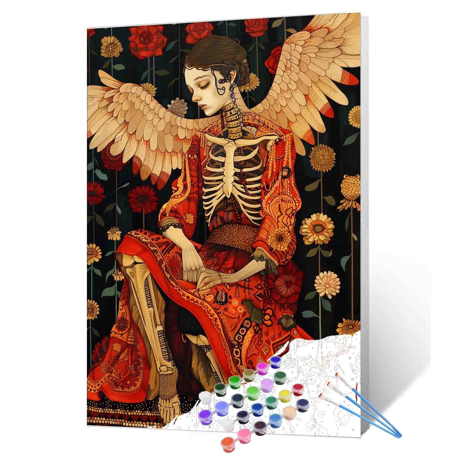 Skeleton Angel in Red Robe Paint by Numbers – Tucocoo