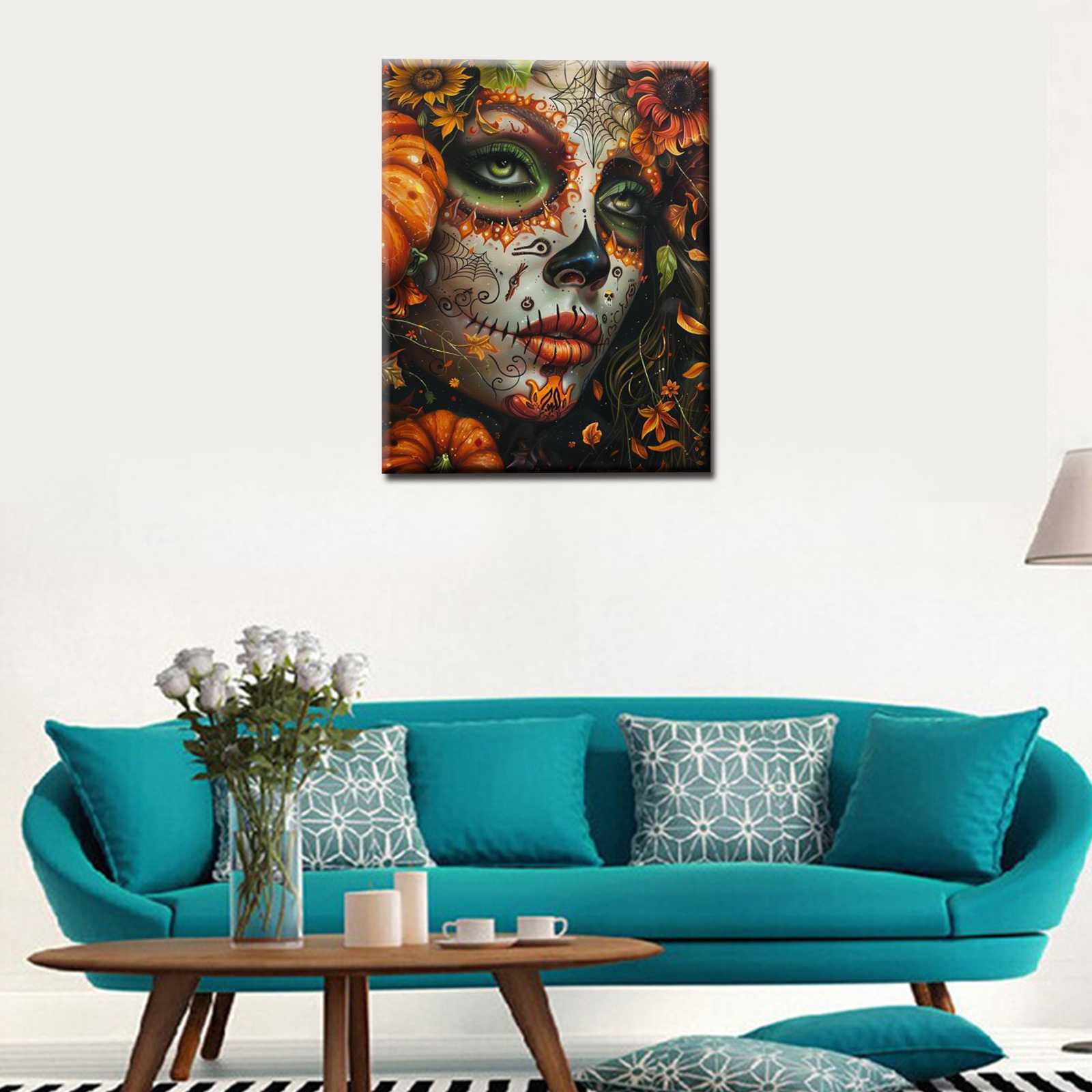 Mystic Autumn Woman with Pumpkin Face Paint by Numbers – Tucocoo