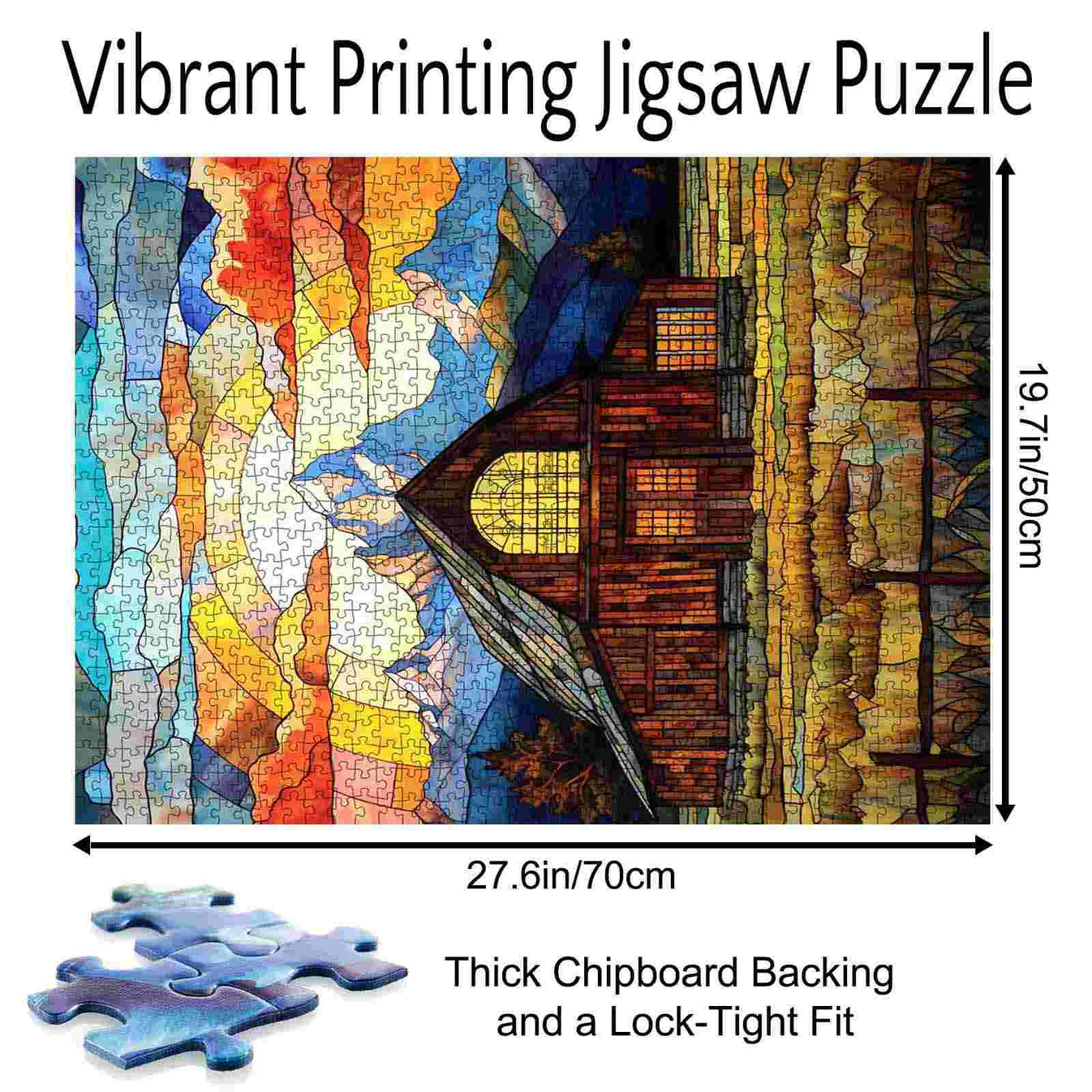 Stained Glass Mountain Barn Jigsaw Puzzle – Tucocoo
