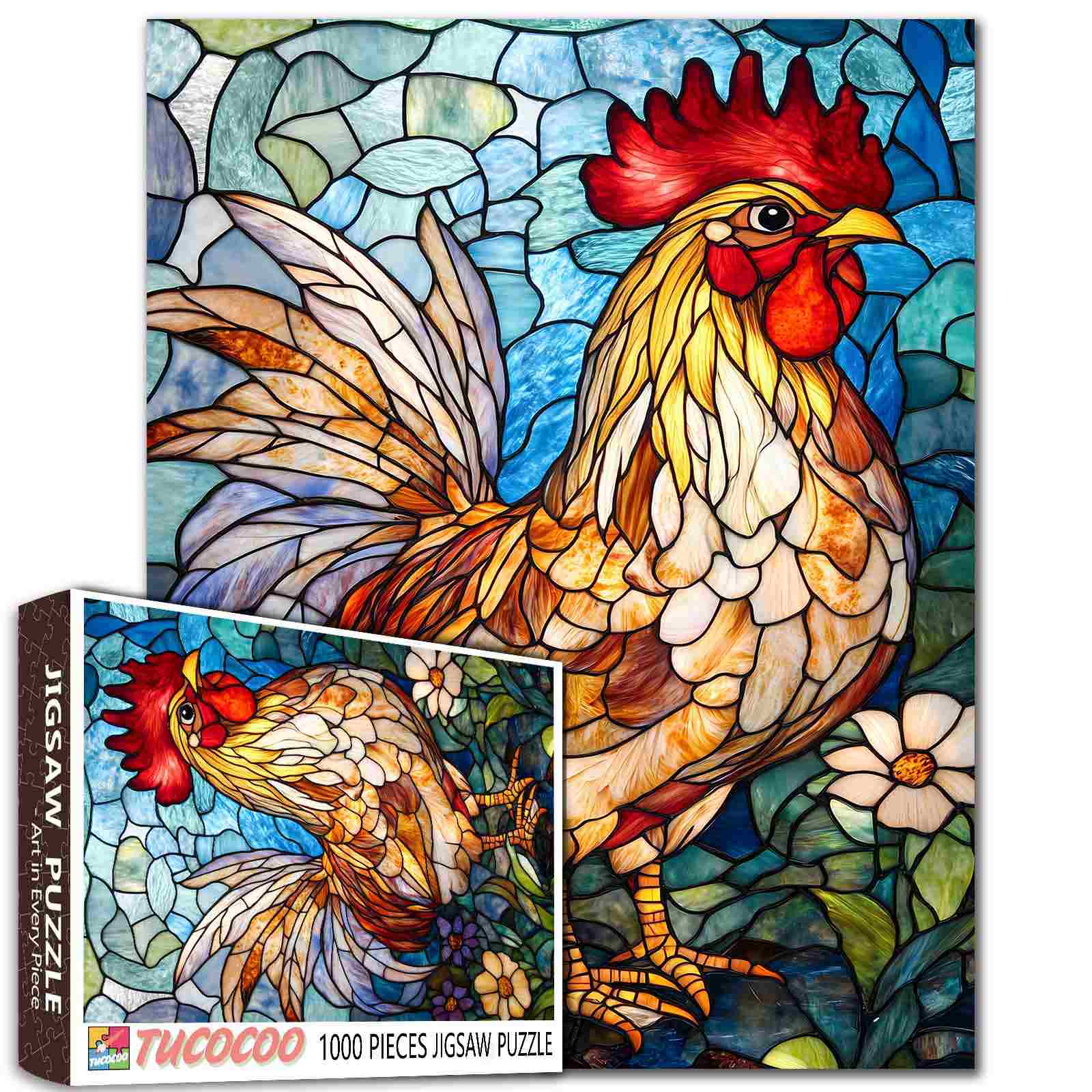 Stained Glass Rooster Jigsaw Puzzle – Tucocoo