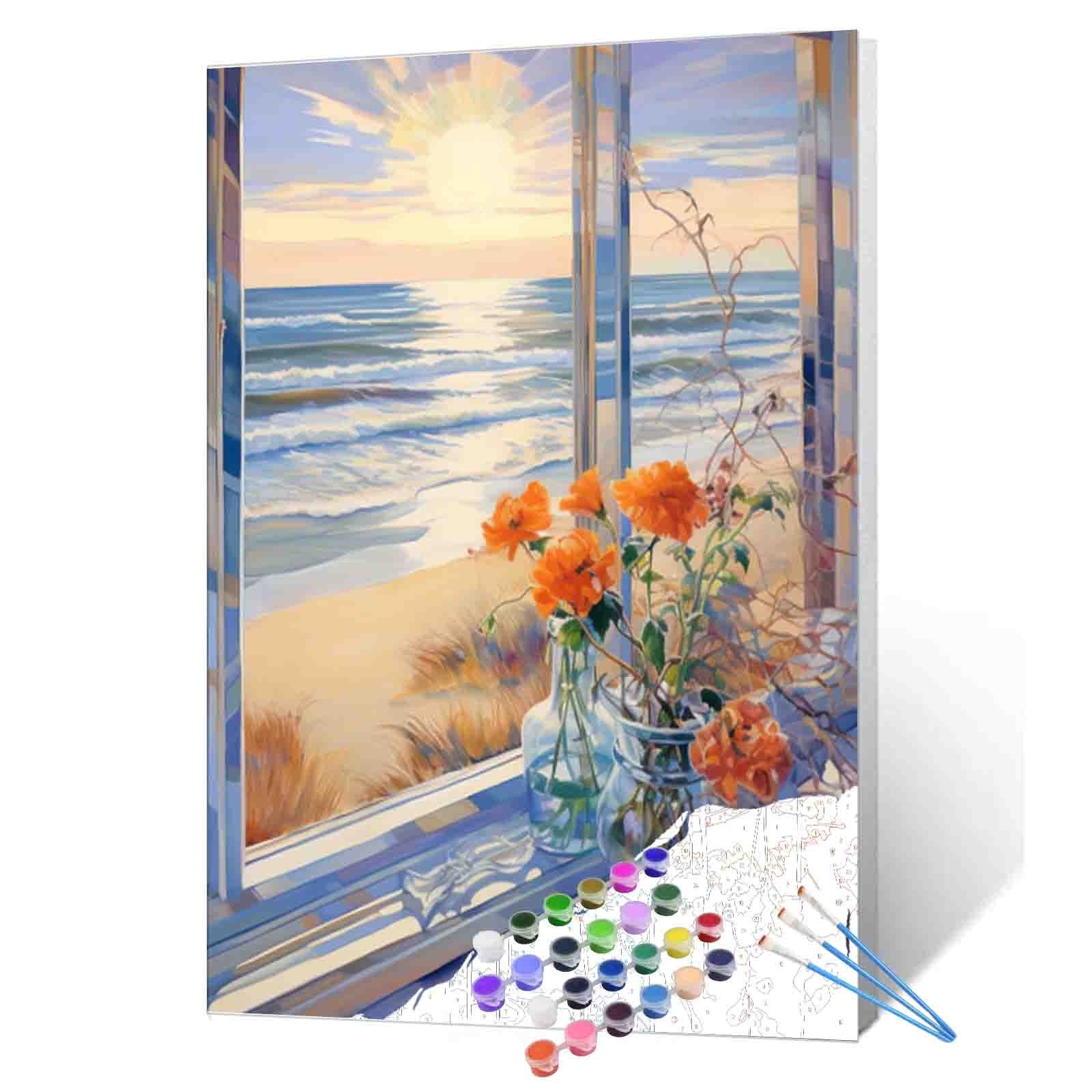 Sunrise Ocean View from Window Paint by Numbers – Tucocoo