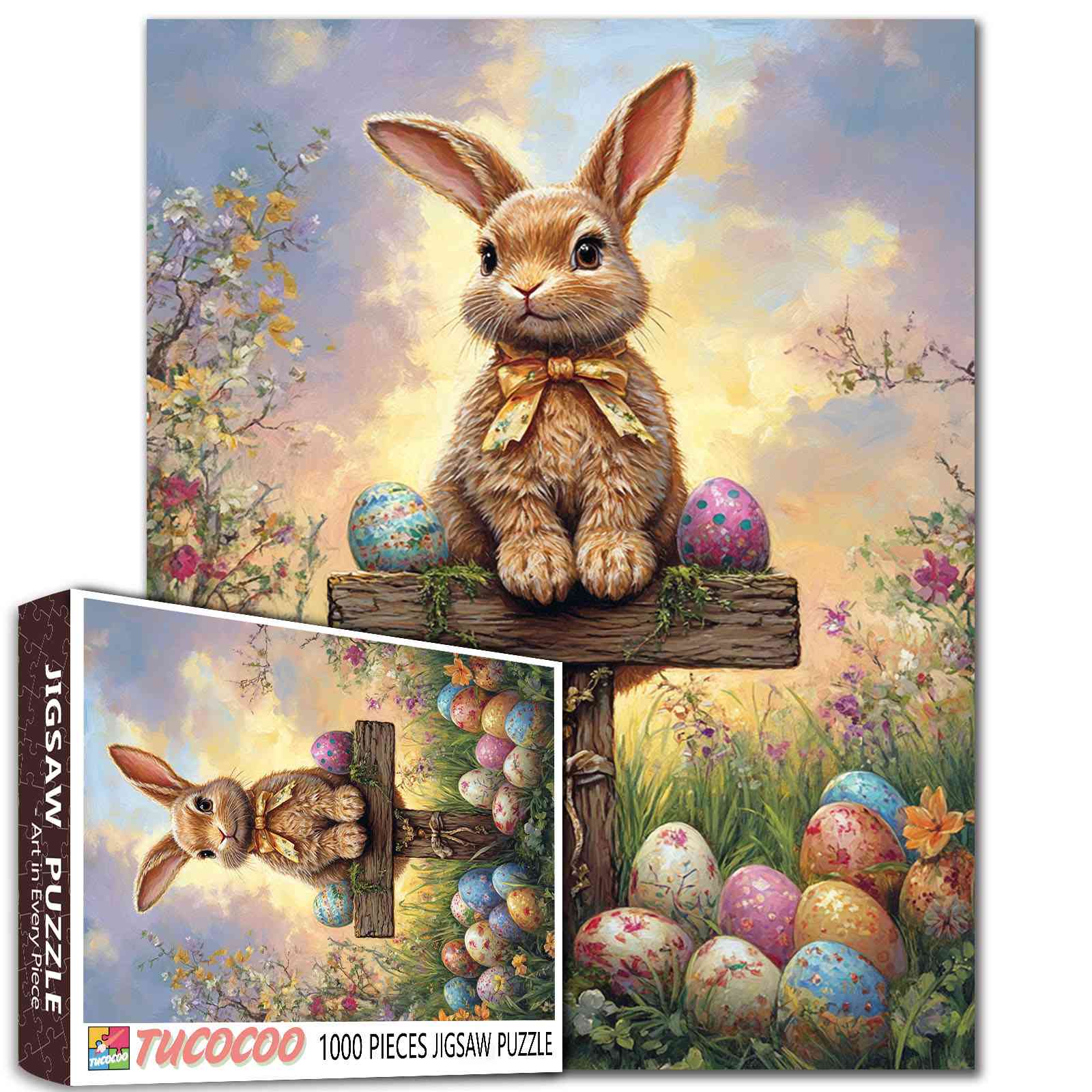 Easter Bunny with Colorful Eggs Jigsaw Puzzle – Tucocoo