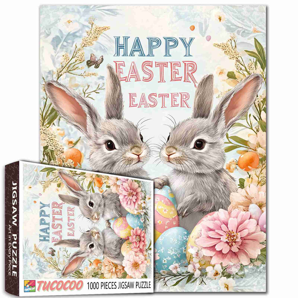 Two Bunnies with Easter Eggs Jigsaw Puzzle – Tucocoo
