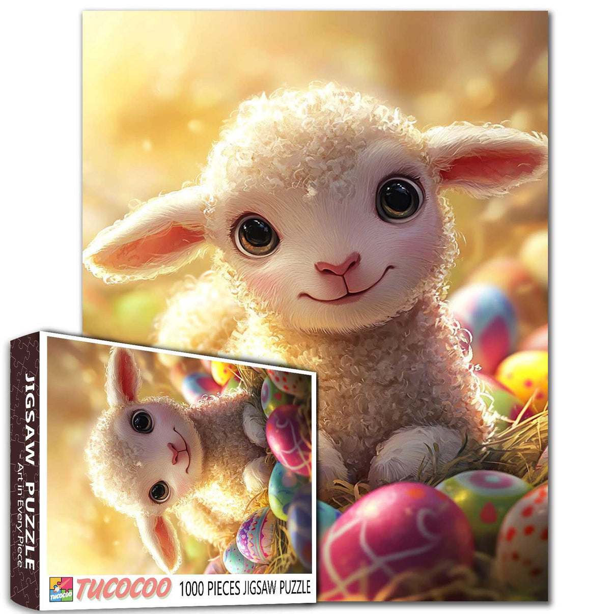 Easter Lamb and Colorful Eggs Jigsaw Puzzle – Tucocoo