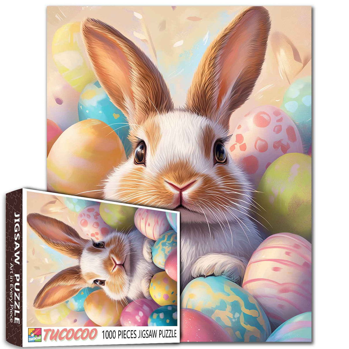 Easter Bunny Surrounded by Colorful Eggs Jigsaw Puzzle – Tucocoo