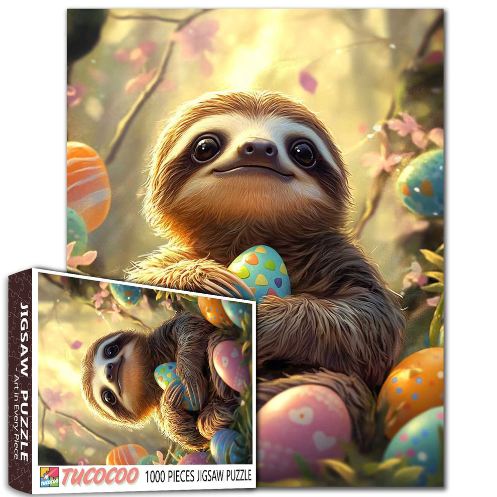 Sloth with Easter Eggs Jigsaw Puzzle – Tucocoo
