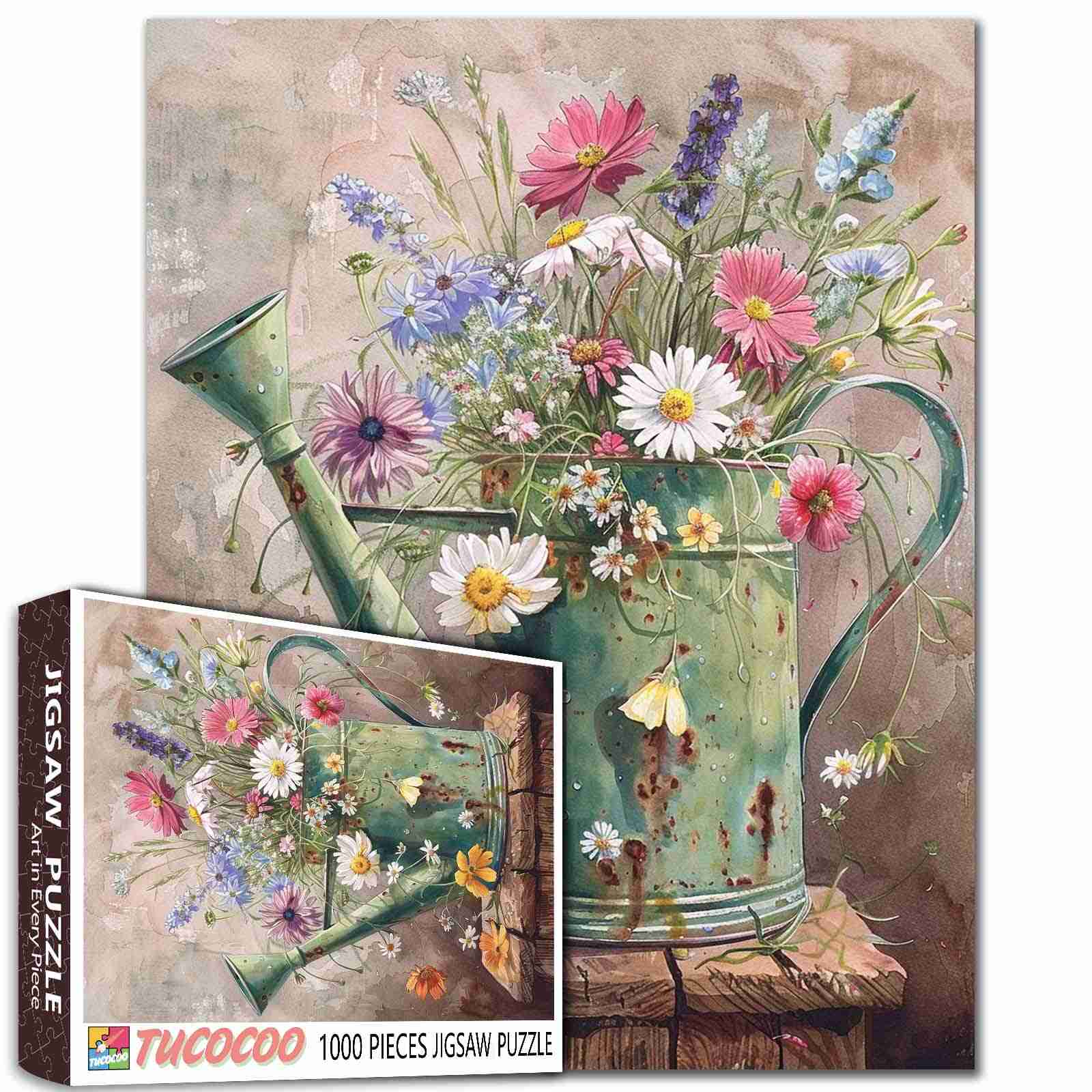 Wildflower Watering Can Jigsaw Puzzle – Tucocoo